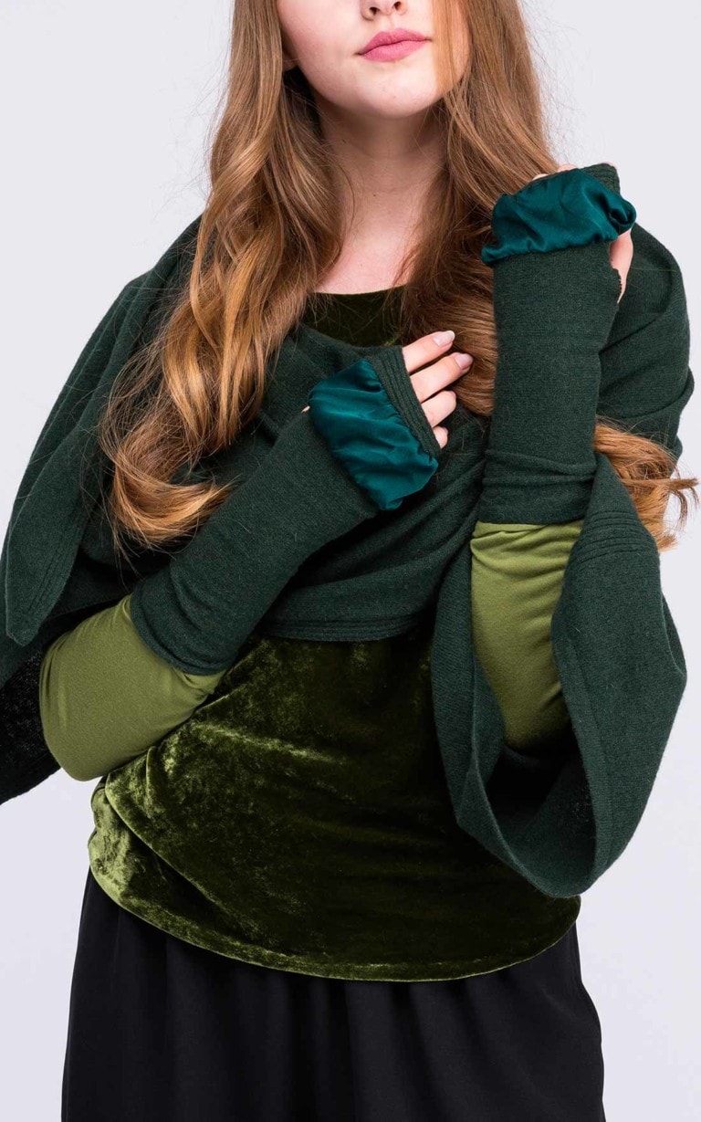 Black wool and silk mittens for women BIJOU - Boutique ASKA